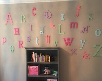 PAINTED Alphabet Set Wooden Wall Letter Alphabet Wall