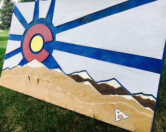 Custom wooden Colorado flags and decor by ColoradoCarved on Etsy