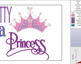 Princess embroidery design | Etsy