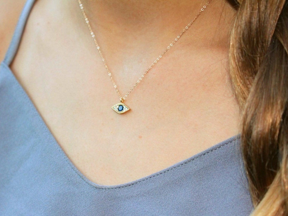 Tiny Evil Eye Necklace Evil eye Charm Necklace Unique Gift