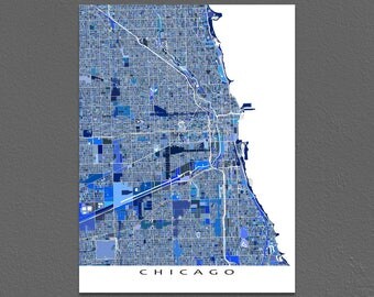 Chicago Map Chicago Illinois City Street Map Art Print