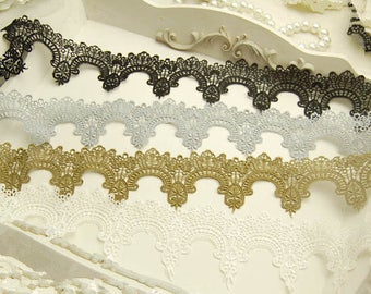 lace Fabric trim rhinestone appliquesheadpiece... by laceway