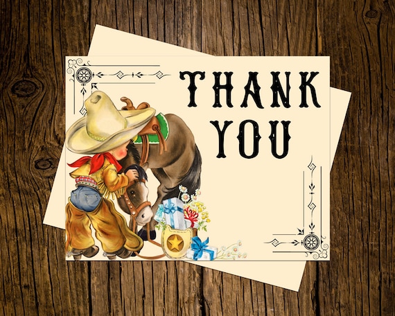 Western Thank You Note Cards Custom Printed Handmade