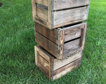 Wood crate wood box farmhouse decor rustic modern fruit