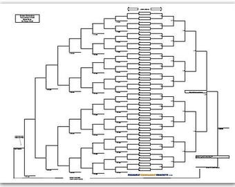 Erasable Tournament Bracket 64 Player/Team Single Elimination