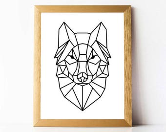 Geometric wolf | Etsy