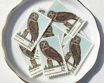 Owl post stamp | Etsy