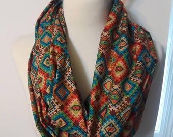 Blue geometric infinity scarf/ Infinity scarves/ Blue infinity