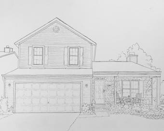 Custom house drawing | Etsy