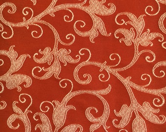 Orange damask fabric | Etsy