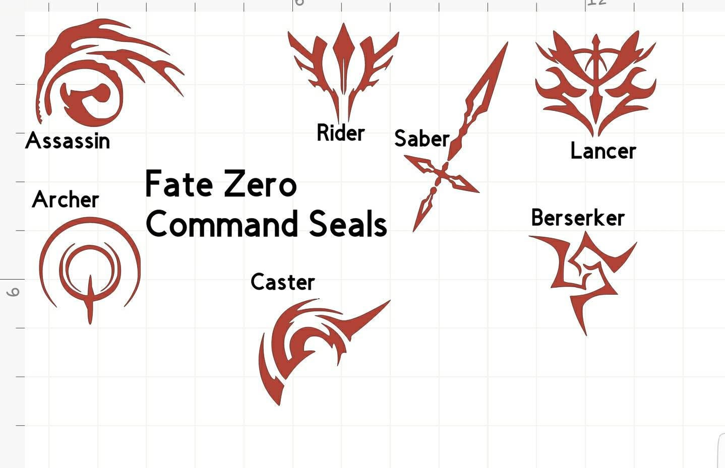 Fate Zero Inspired Command Seal Archer Rider Caster Saber