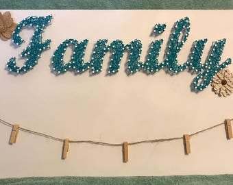 Custom Made to Order Family String Art with hangers for