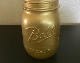 Gold mason jar | Etsy