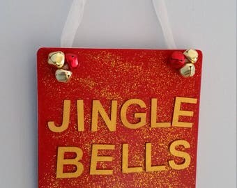 Hand Painted wooden Jingle Bells Sign