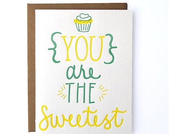 Cupcake Card You're The Sweetest Love Card Chalkboard