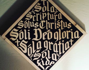 The 5 Solas Calligraphy Luther Rose Reformation Giclee Art