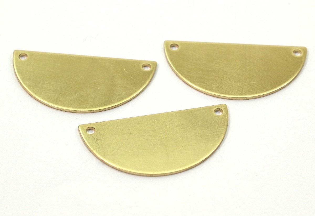 Brass Circle Blank 6 Raw Brass Semi Circle Blanks With 2