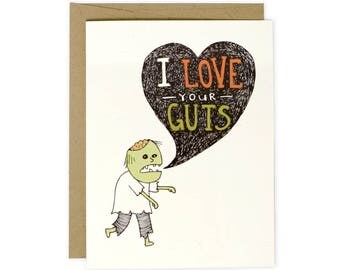 Funny Valentine's Day card Zombie I love you to pieces