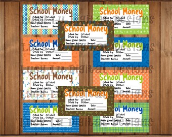 Personalized School Money Printable Stickers School Labels