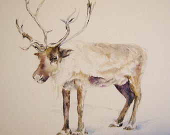 Reindeer painting | Etsy
