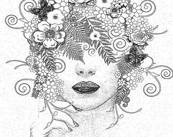 Angel Coloring Page Cute Angel in Snowflakes Printable