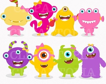 Monster Clipart Set Cute Monsters Clip Art Designs Fun