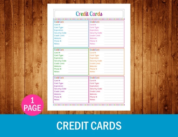 Credit Cards Instant Download PDF Printable