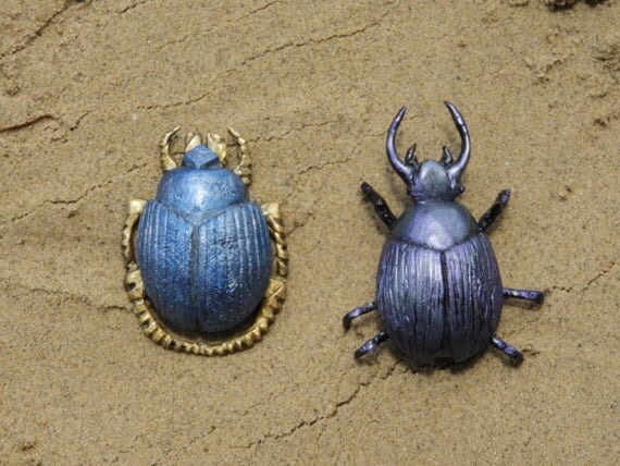 The Mummy Scarab Beetle Set of 2 Living and Blue Gold