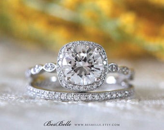 Halo engagement ring | Etsy