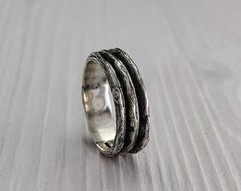 Diamond tree bark engagement ring Womens tree ring Diamond