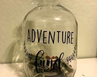 World Map Money Jar Travel Fund 1 Gallon Glass Jug with