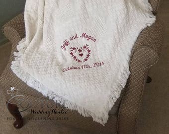 Wedding Gifts Personalized Cotton Throw Blanket Embroidered