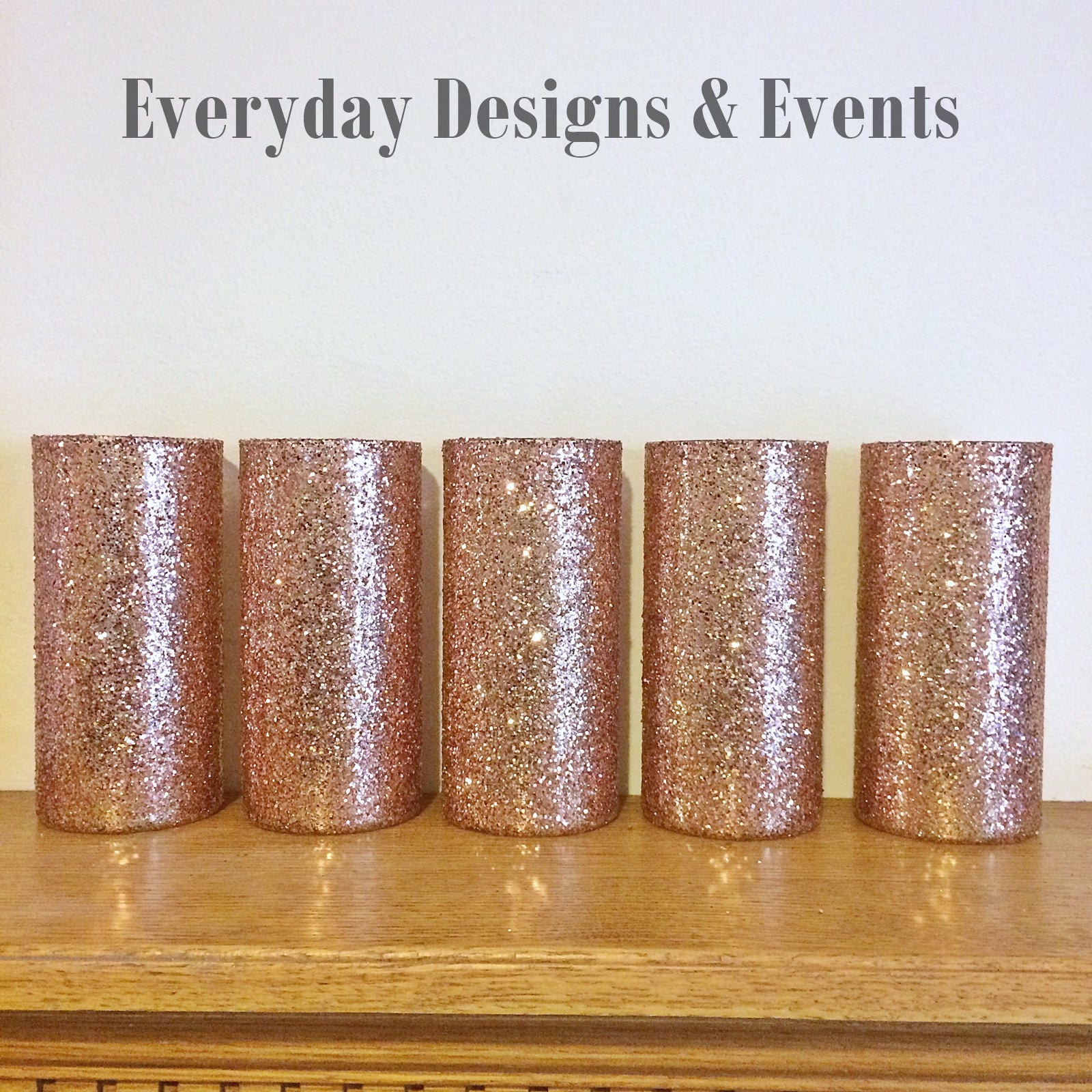 5 Rose Gold Glass Vases Wedding Centerpieces Rose Gold