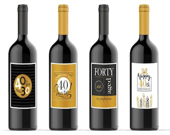 40th wine labels | Etsy