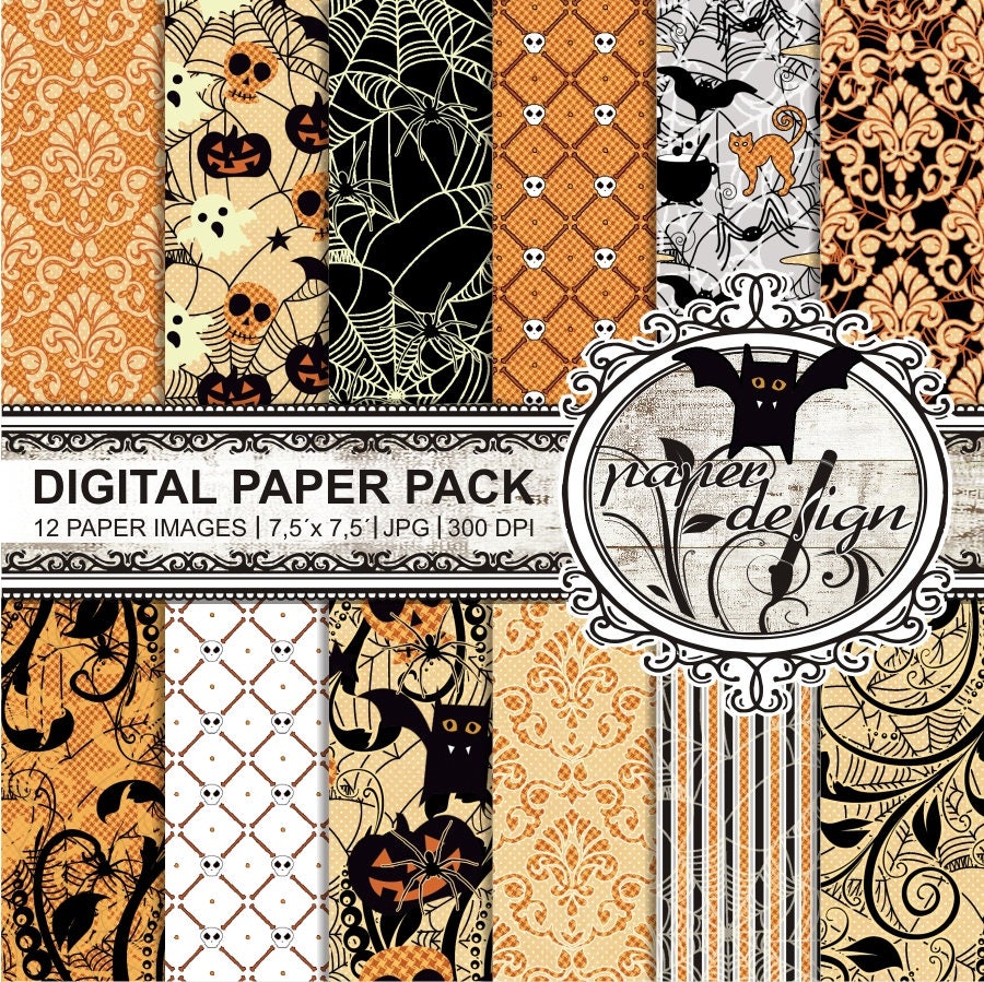 Halloween digital paper pack background