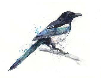 Magpie painting | Etsy