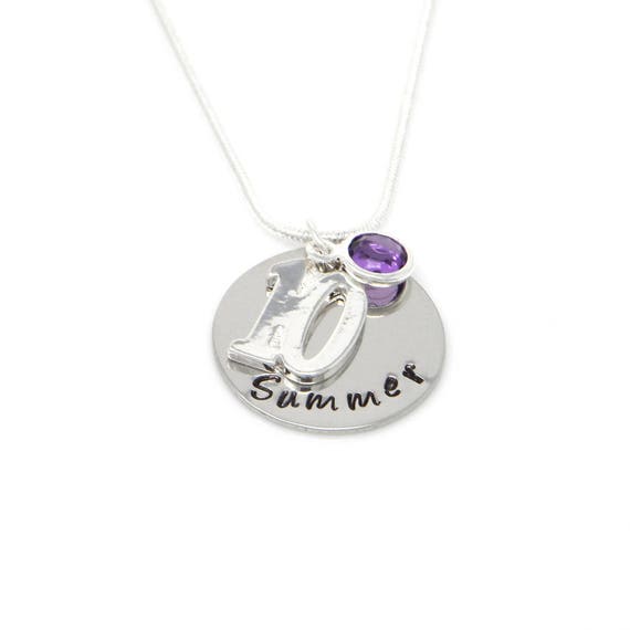 Personalised 10th Birthday Birthstone Necklace Gift Boxed Personalised 10th Birthday Birthstone Necklace Gift Boxed