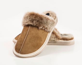 Real fur slippers | Etsy