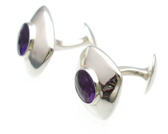 Amethyst cufflinks | Etsy