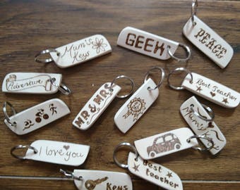 Pyrography keyring | Etsy