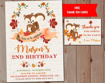 Squirrel Birthday Party Invitation Squirrel Party Invite