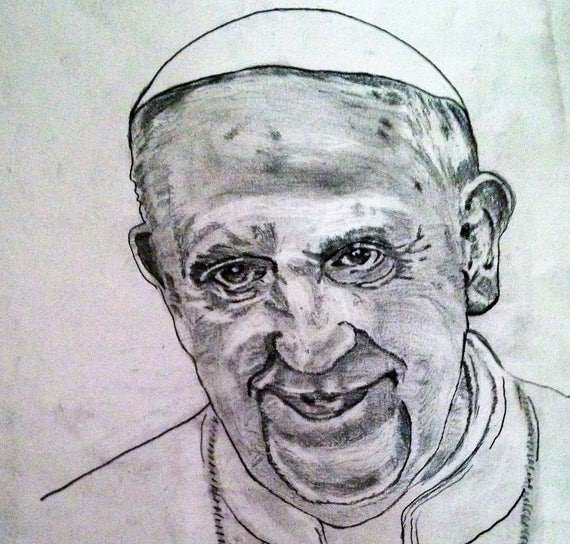 His Holiness Pope Francis Handmade Pencil Drawing Decor Idea for home ...