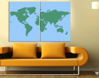 3 panel world map | Etsy