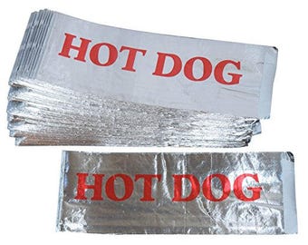 Foil Hot Dog Bags 25 Retro Insulated Bag 3.5 x 1.5 x 8.5