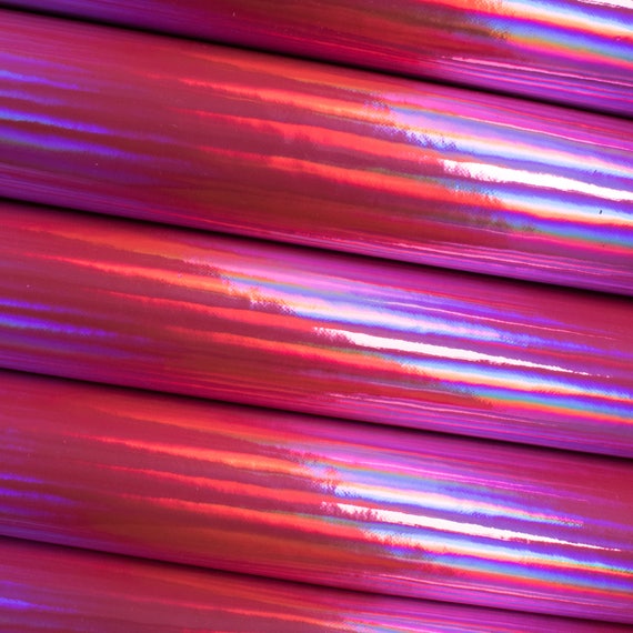 Holographic Hot Pink Mirrored Metallic Faux Leather Sheet