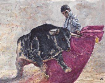 Bullfighter painting | Etsy