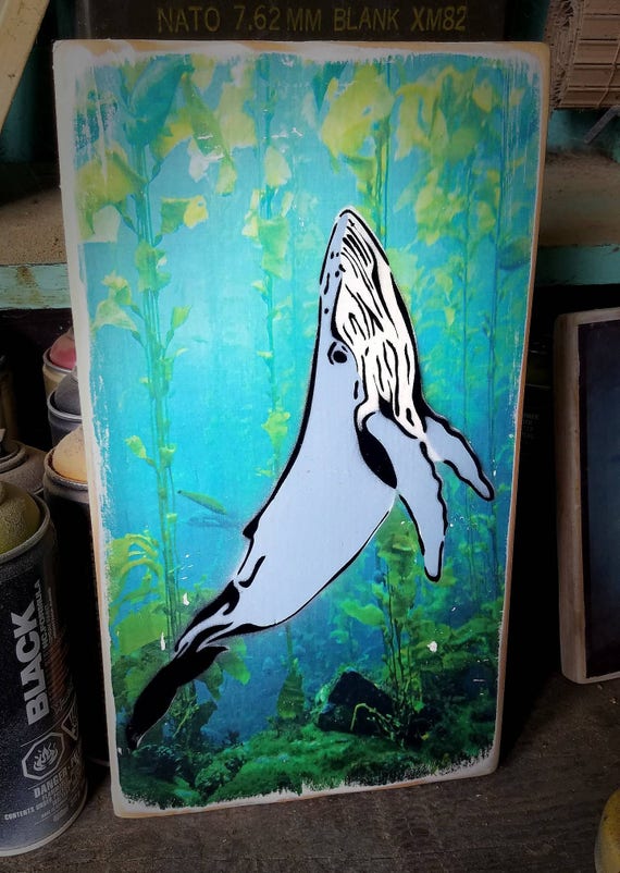 Items similar to Humpback Whale Mixed Media Graffiti Art Painting on ...