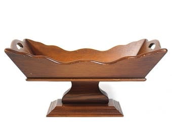 Wood pedestal bowl | Etsy