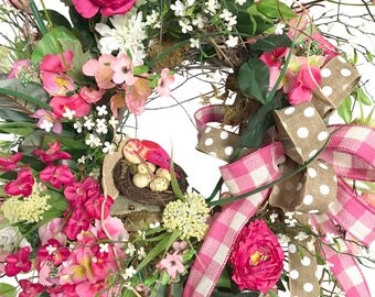 Pink spring wreath | Etsy