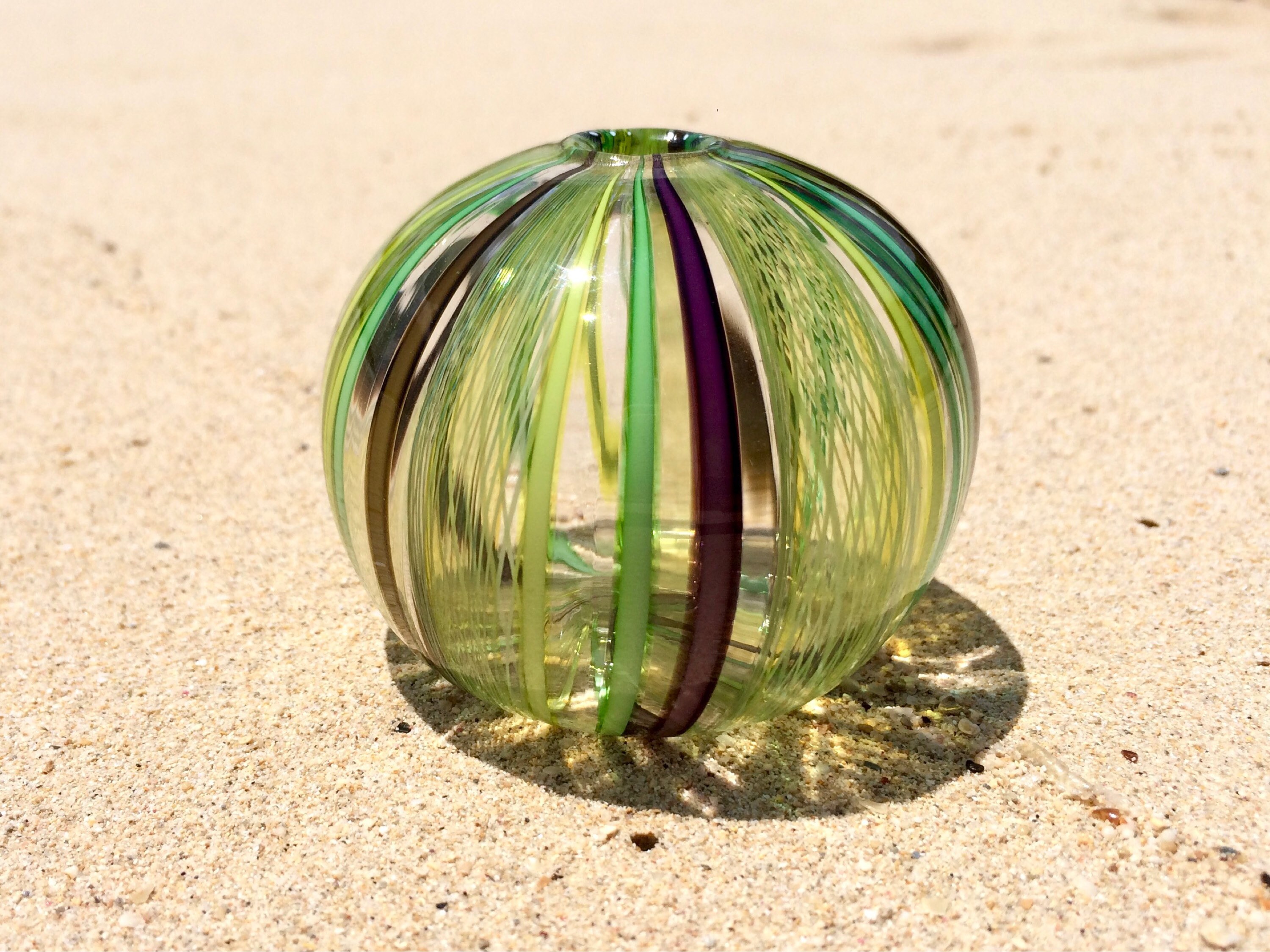 Glass Sea Urchin Green Glass Hand Blown Glass Vase Glass
